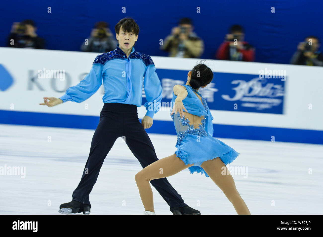 Pang Qing, front, and Tong Jian of China perform during the Pairs Free ...