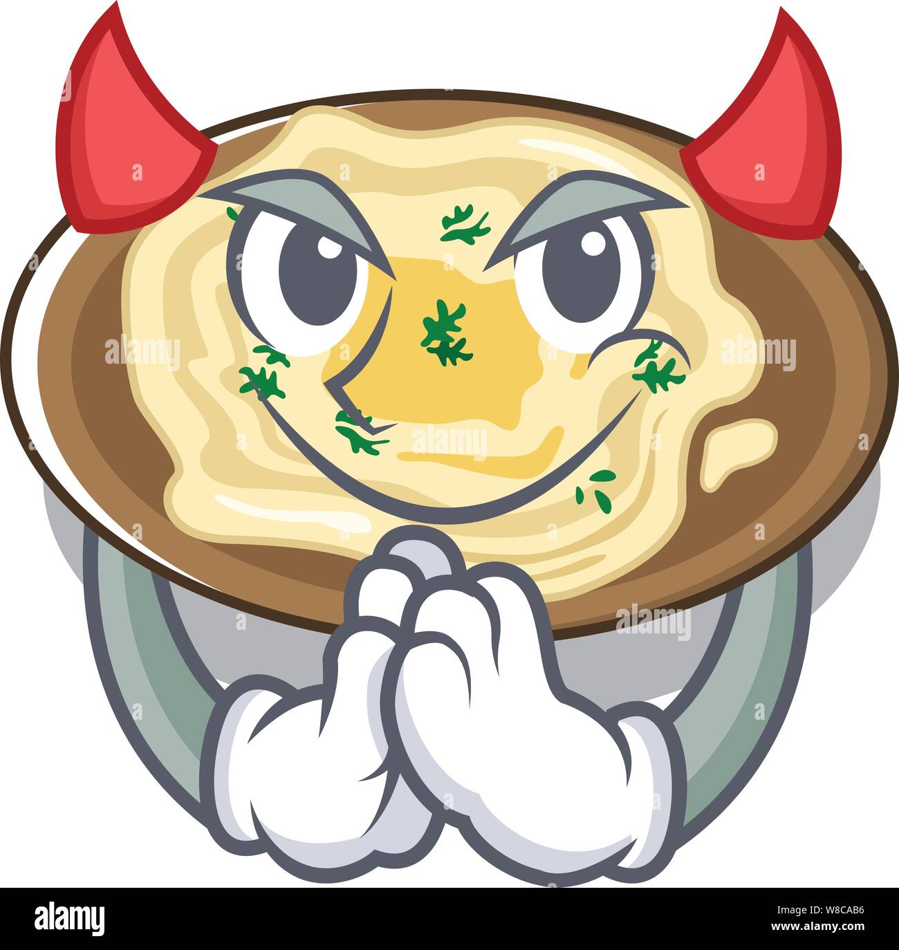 Devil hummus on the a cartoon plate Stock Vector Image & Art - Alamy