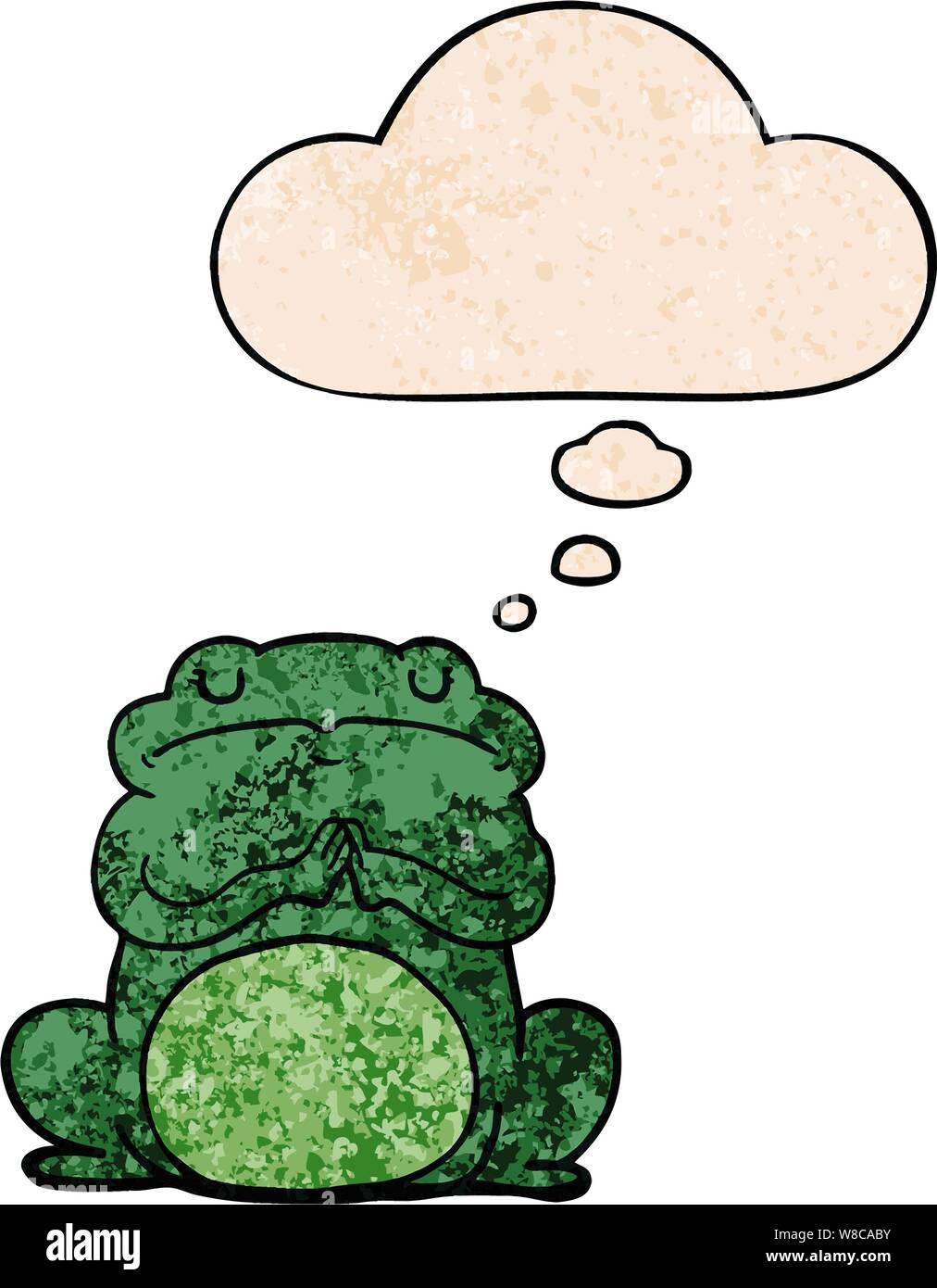 cartoon arrogant frog with thought bubble in grunge texture style Stock ...