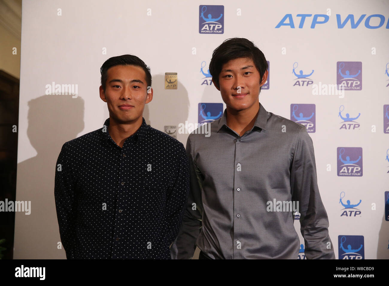 Zhang Ze, left, and Zhang Zhizhen of China pose during the "ATP World ...