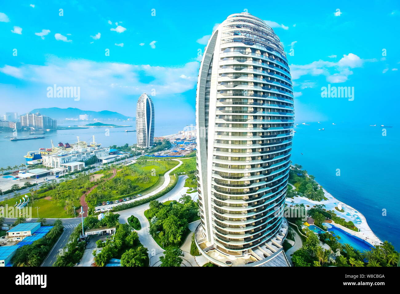 View of skyscrapers on the Phoenix Island in Sanya city, south China's ...
