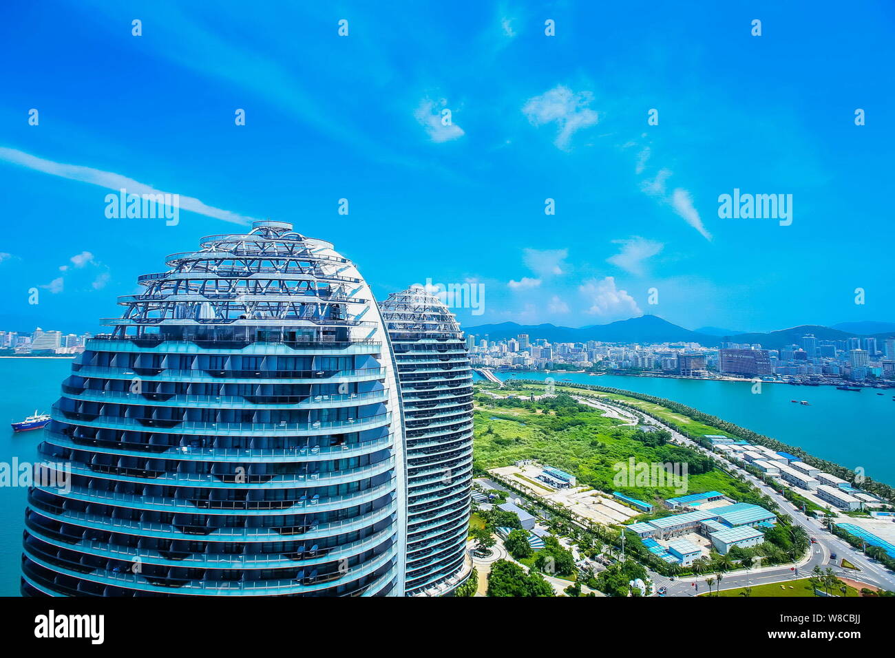 View of skyscrapers on the Phoenix Island in Sanya city, south China's ...