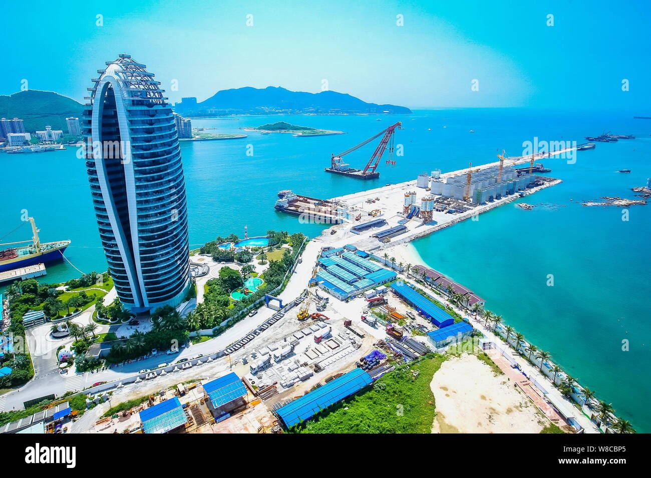 View of a skyscraper on the Phoenix Island in Sanya city, south China's ...