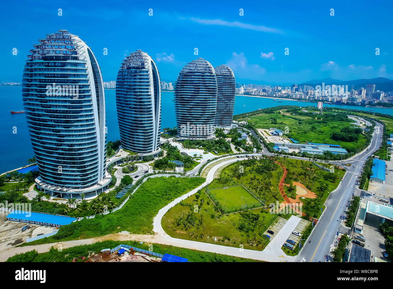 View of skyscrapers on the Phoenix Island in Sanya city, south China's ...