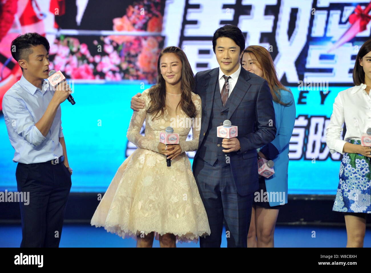 (From left) Taiwanese actor Wallace Huo Chien-hwa, left, speaks next to ...