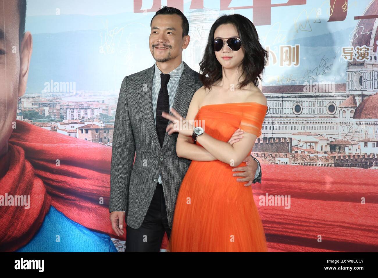 Chinese actress Tang Wei, right, and actor Liao Fan pose on the red ...