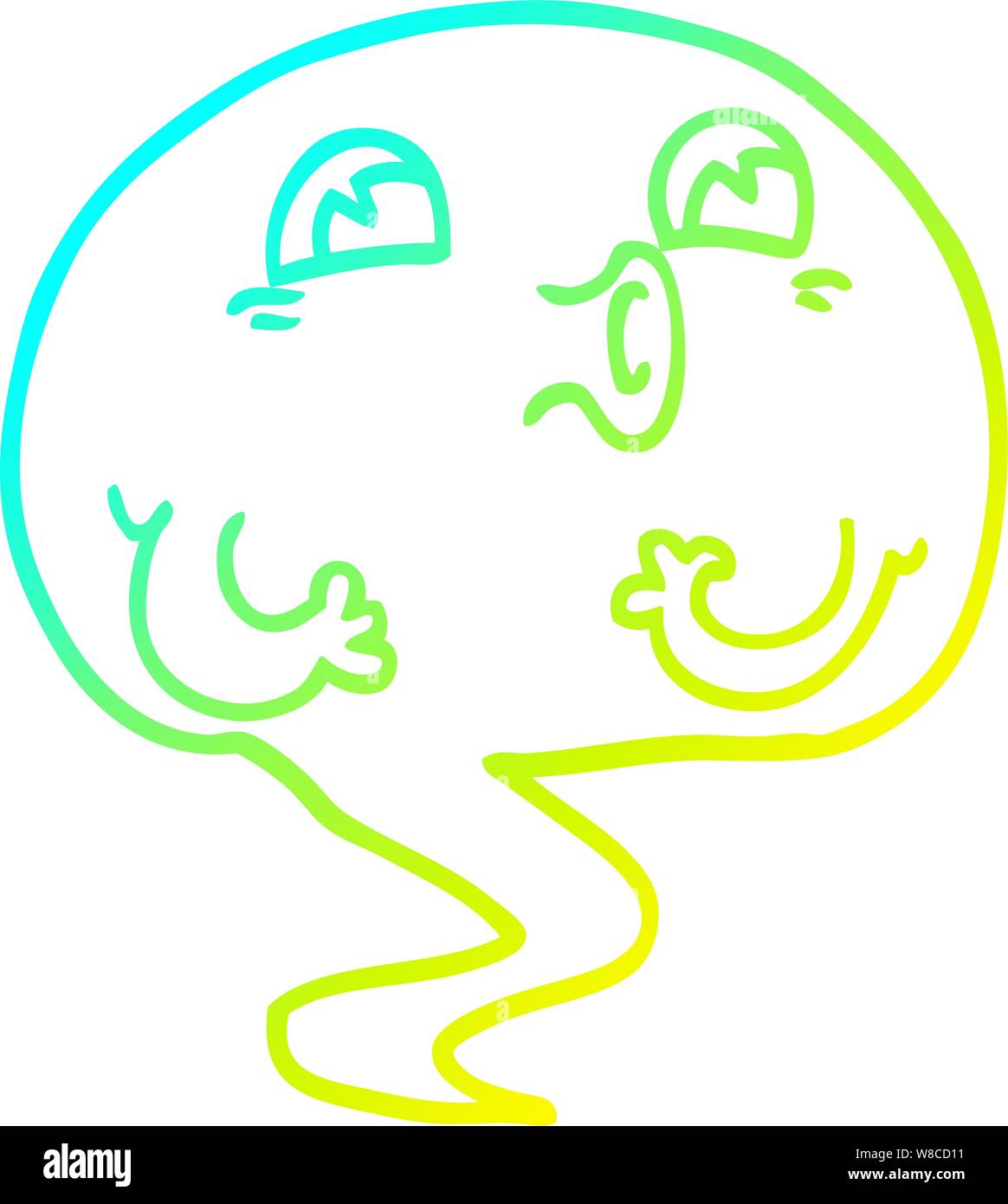cold gradient line drawing of a spooky cartoon ghost Stock Vector Image ...