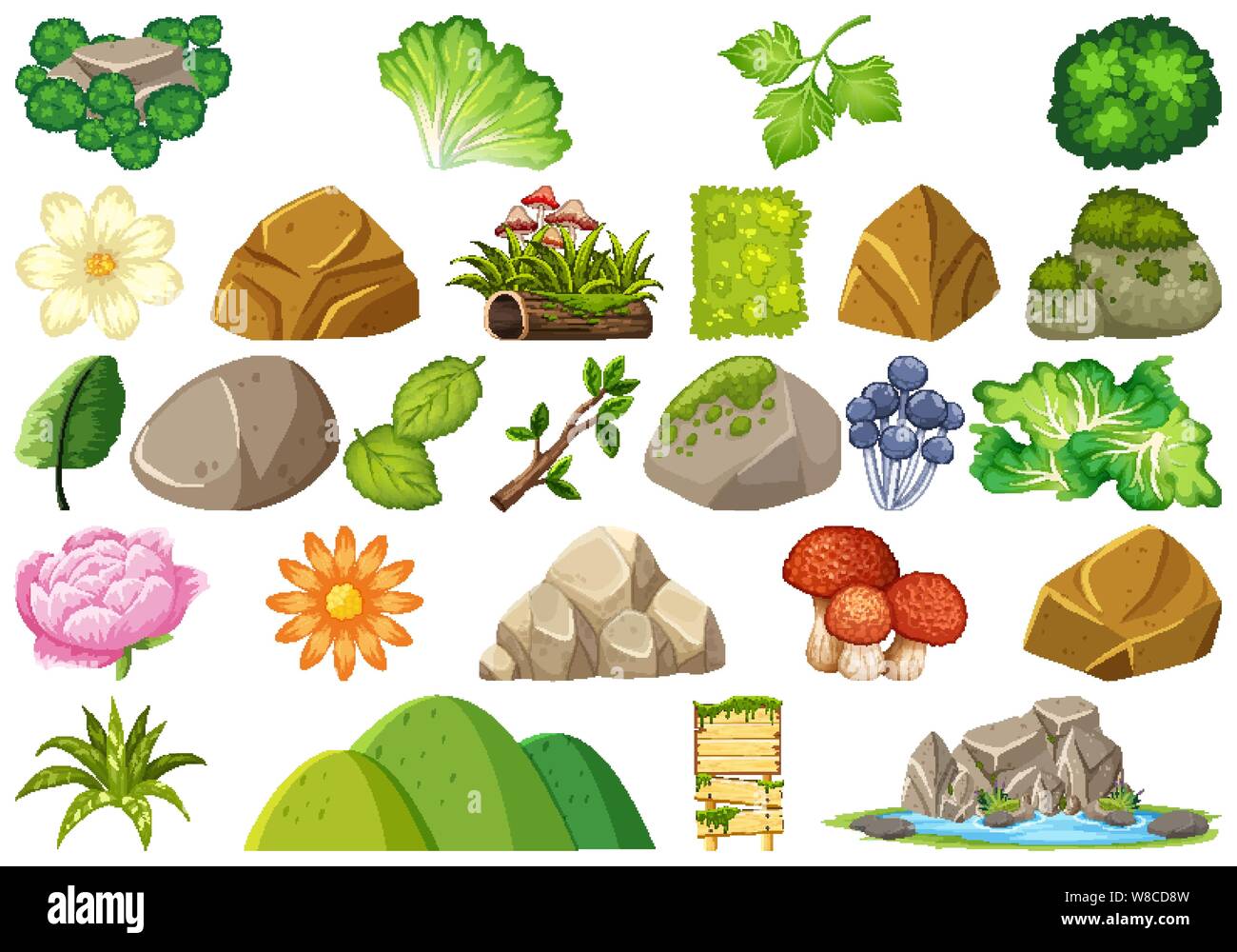 Set of isolated objects theme - nature illustration Stock Vector Image ...