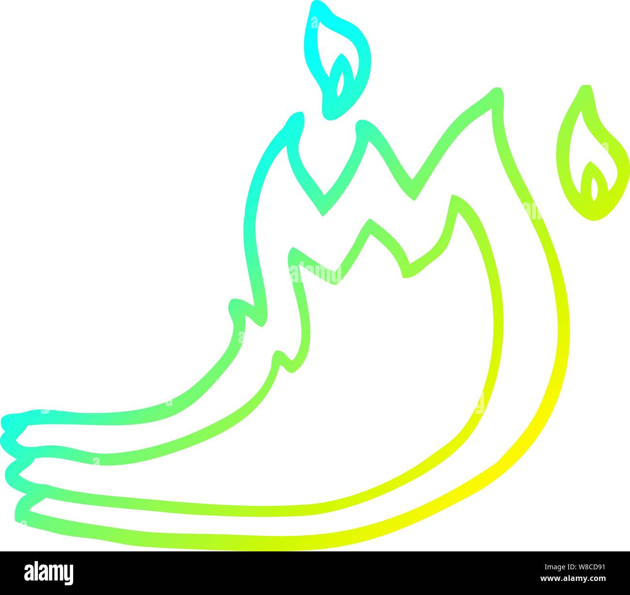 cold gradient line drawing of a cartoon fire flame Stock Vector Image ...