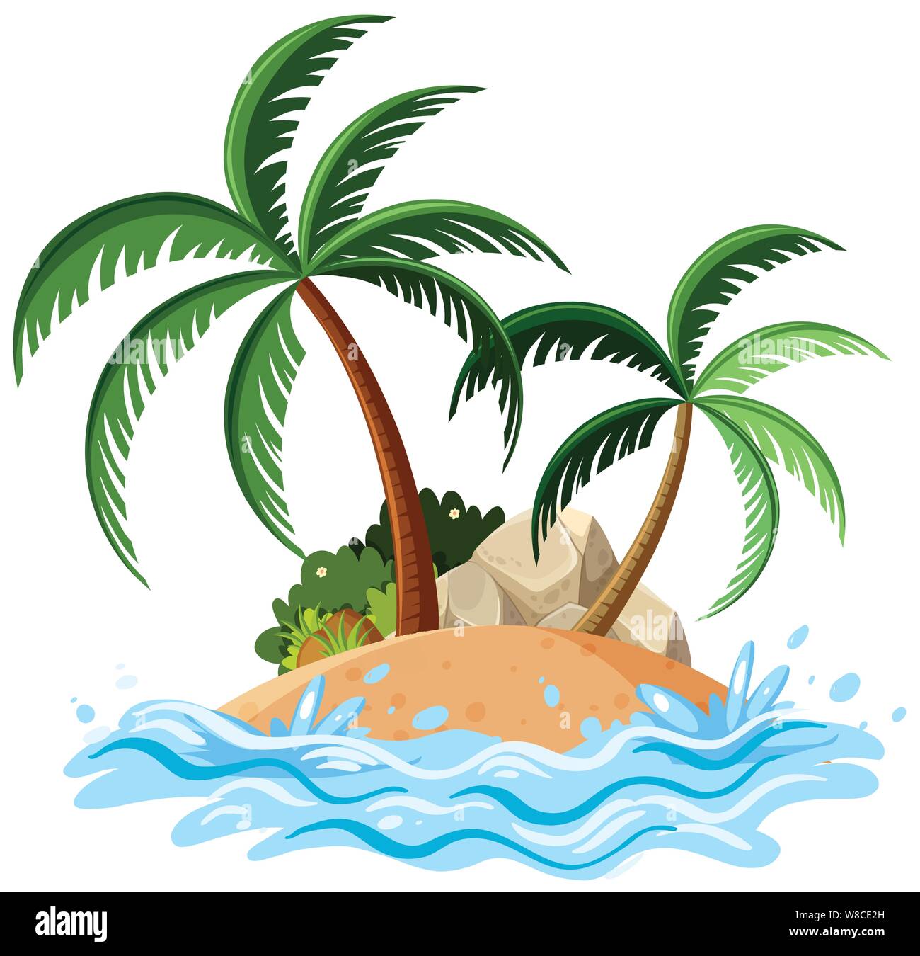 Nature landscape of island with two trees illustration Stock Vector ...
