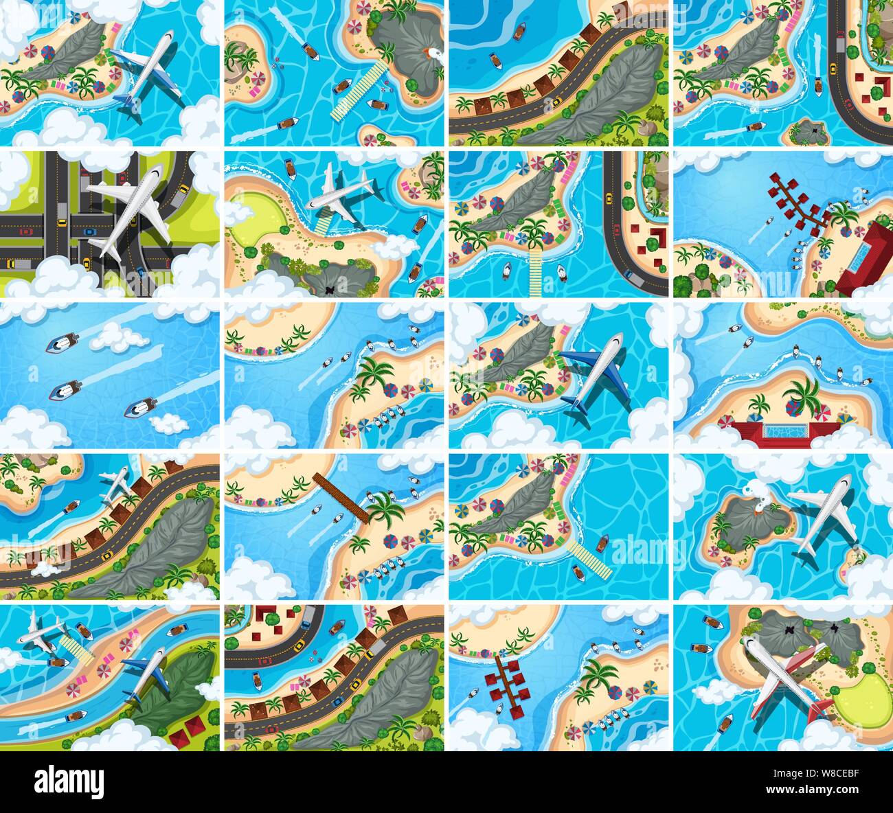 Set of aerial view scenes illustration Stock Vector Image & Art - Alamy