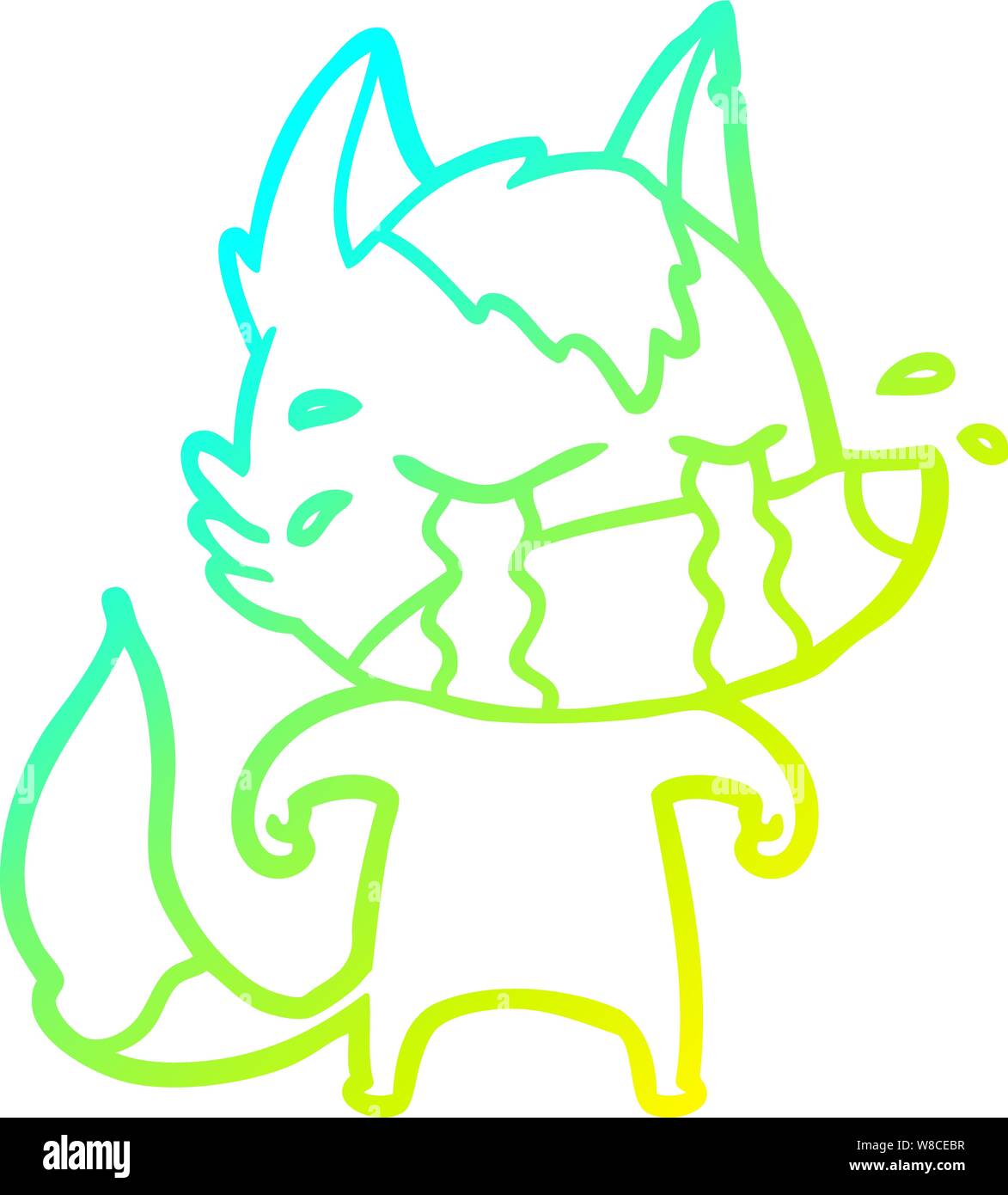 cold gradient line drawing of a cartoon crying wolf Stock Vector Image ...