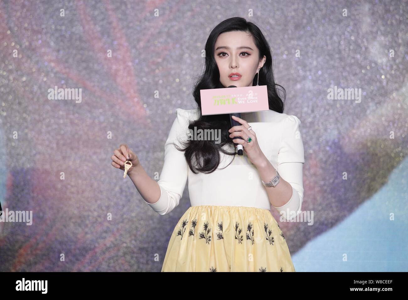 Chinese actress Fan Bingbing speaks during a premiere for her new movie ...