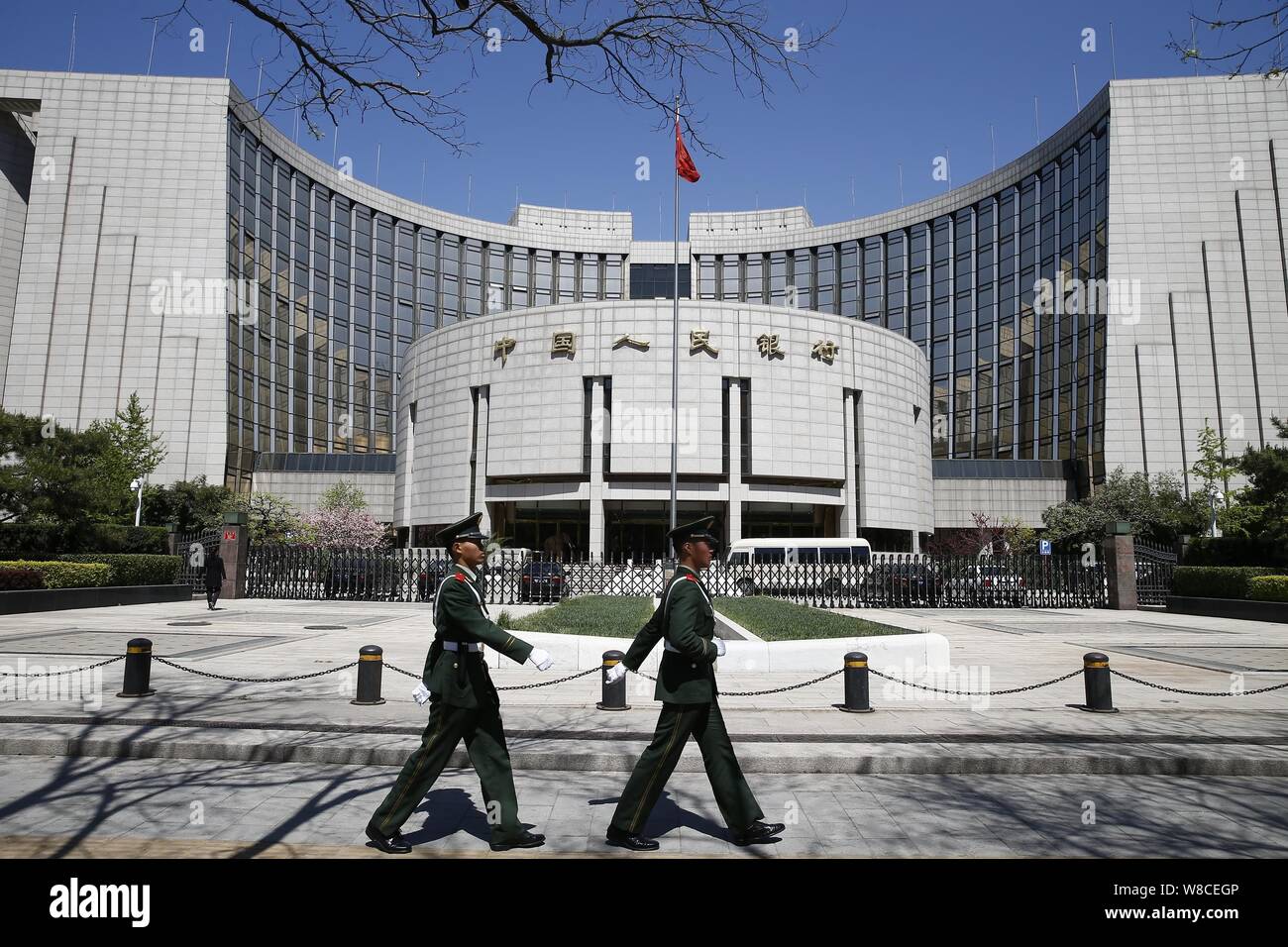 --FILE--Chinese paramilitary policemen patrol in front of the ...
