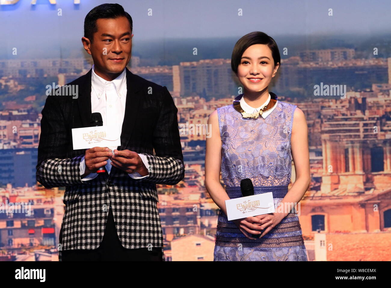 Taiwanese actress Amber Kuo, right, and Hong Kong actor Louis Koo ...