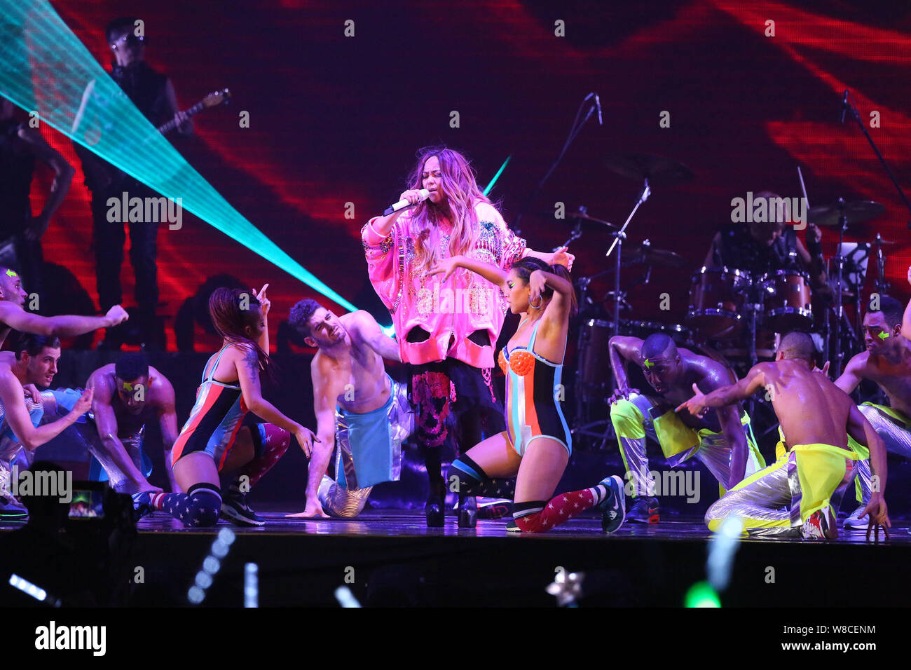 Taiwanese singer A Mei performs during her concert in Taipei, Taiwan, 6 ...