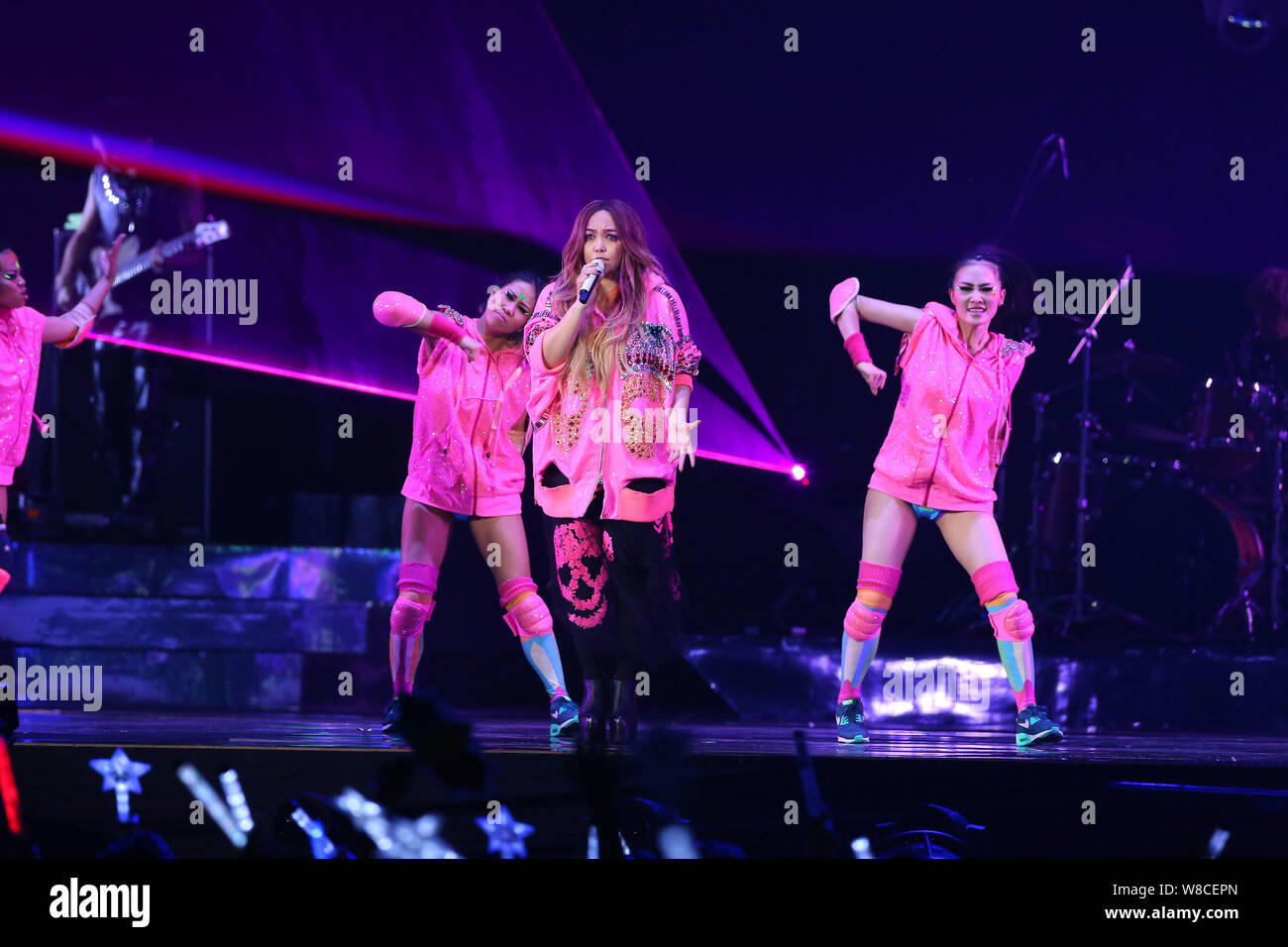Taiwanese singer A Mei performs during her concert in Taipei, Taiwan, 6 ...