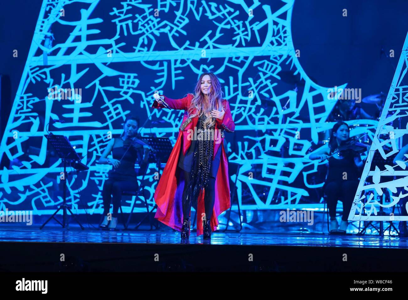 Taiwanese singer A Mei performs during her concert in Taipei, Taiwan, 5 ...
