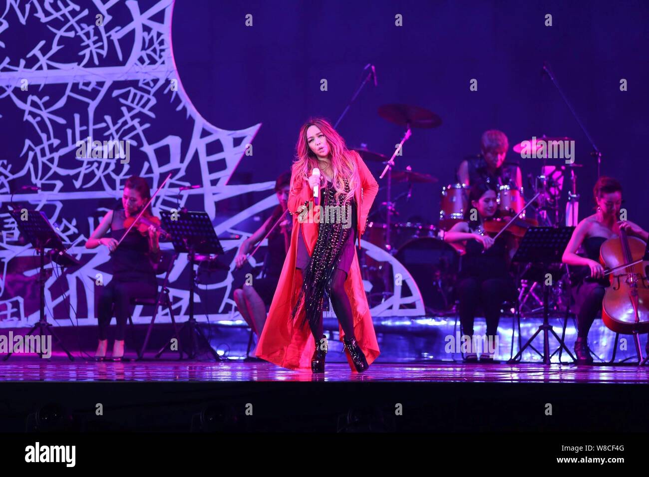 Taiwanese singer A Mei performs during her concert in Taipei, Taiwan, 5 ...