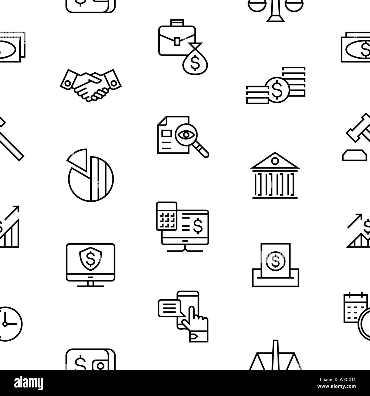 accounting, banking finance flat line icons vector illustration ...