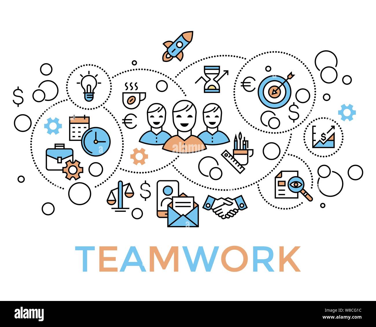 Team work, start up, business vector background vector icons ...