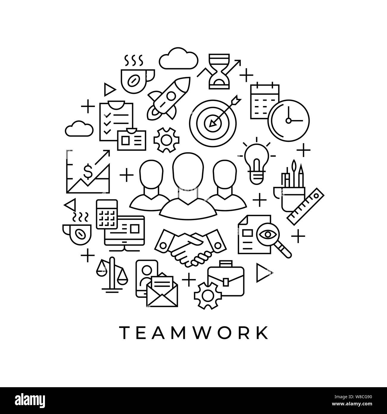 Team work, start up, business vector background vector icons ...
