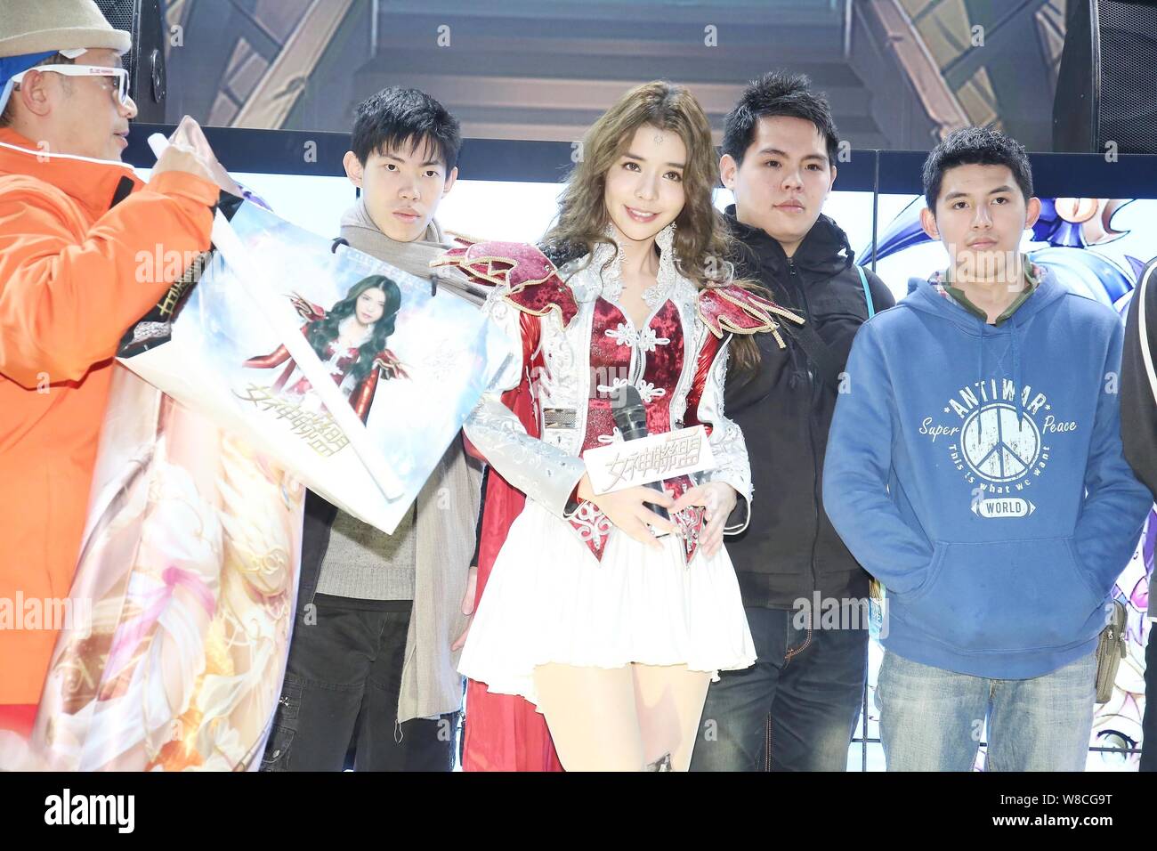 Singer and actress Tia Li of Taiwanese girl group Dream Girls, center ...