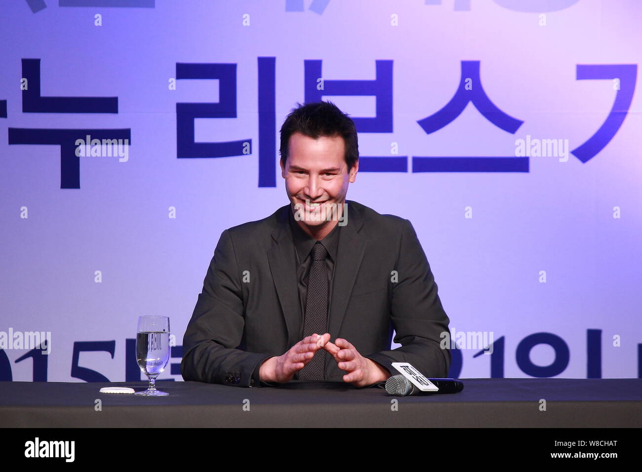 Canadian actor Keanu Reeves smiles during a press conference for the ...