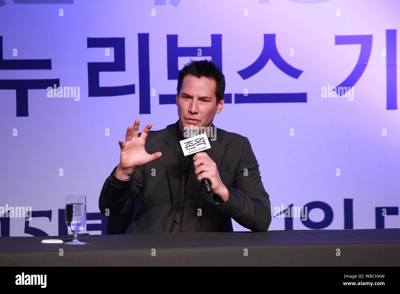 Canadian actor Keanu Reeves speaks during a press conference for the ...