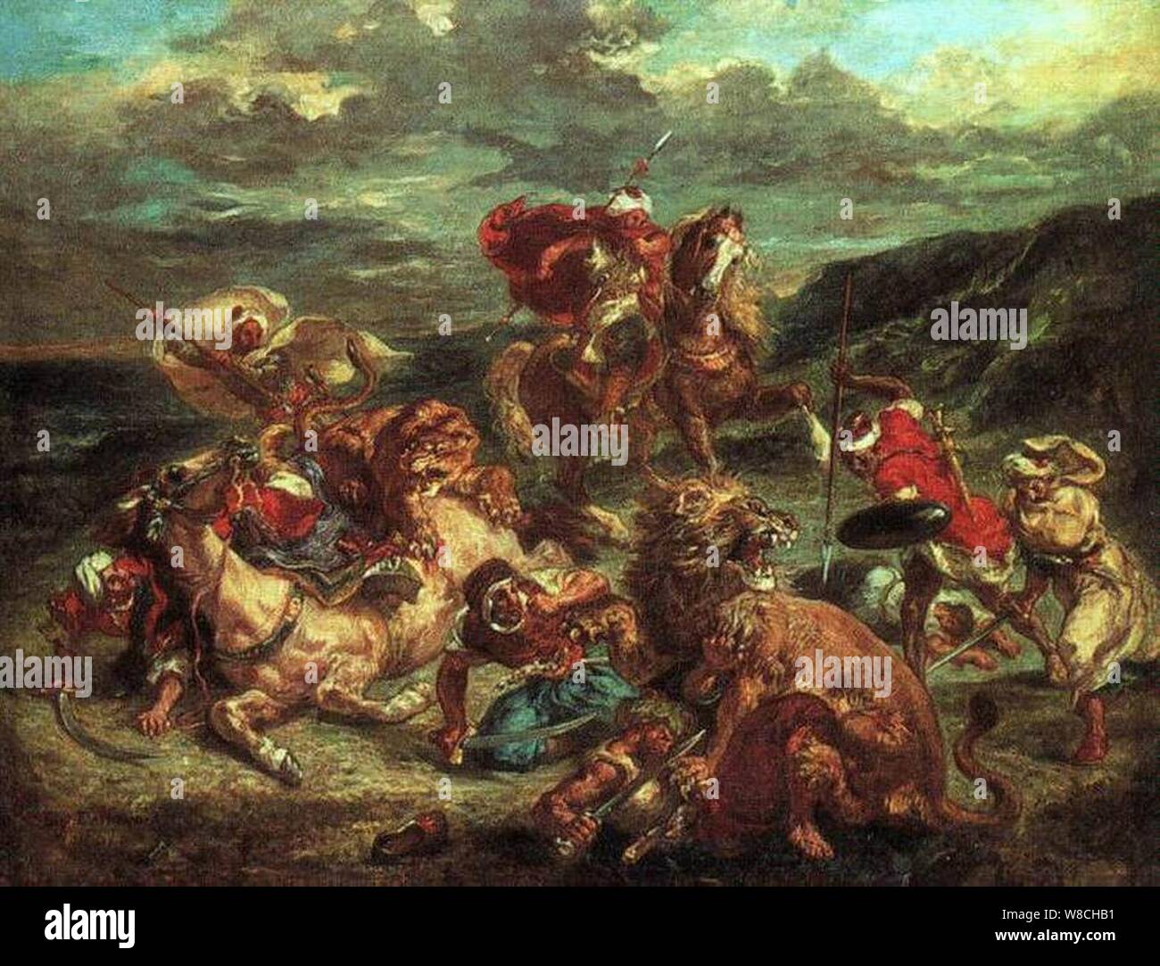 Eugène Delacroix - Lion Hunt Stock Photo - Alamy