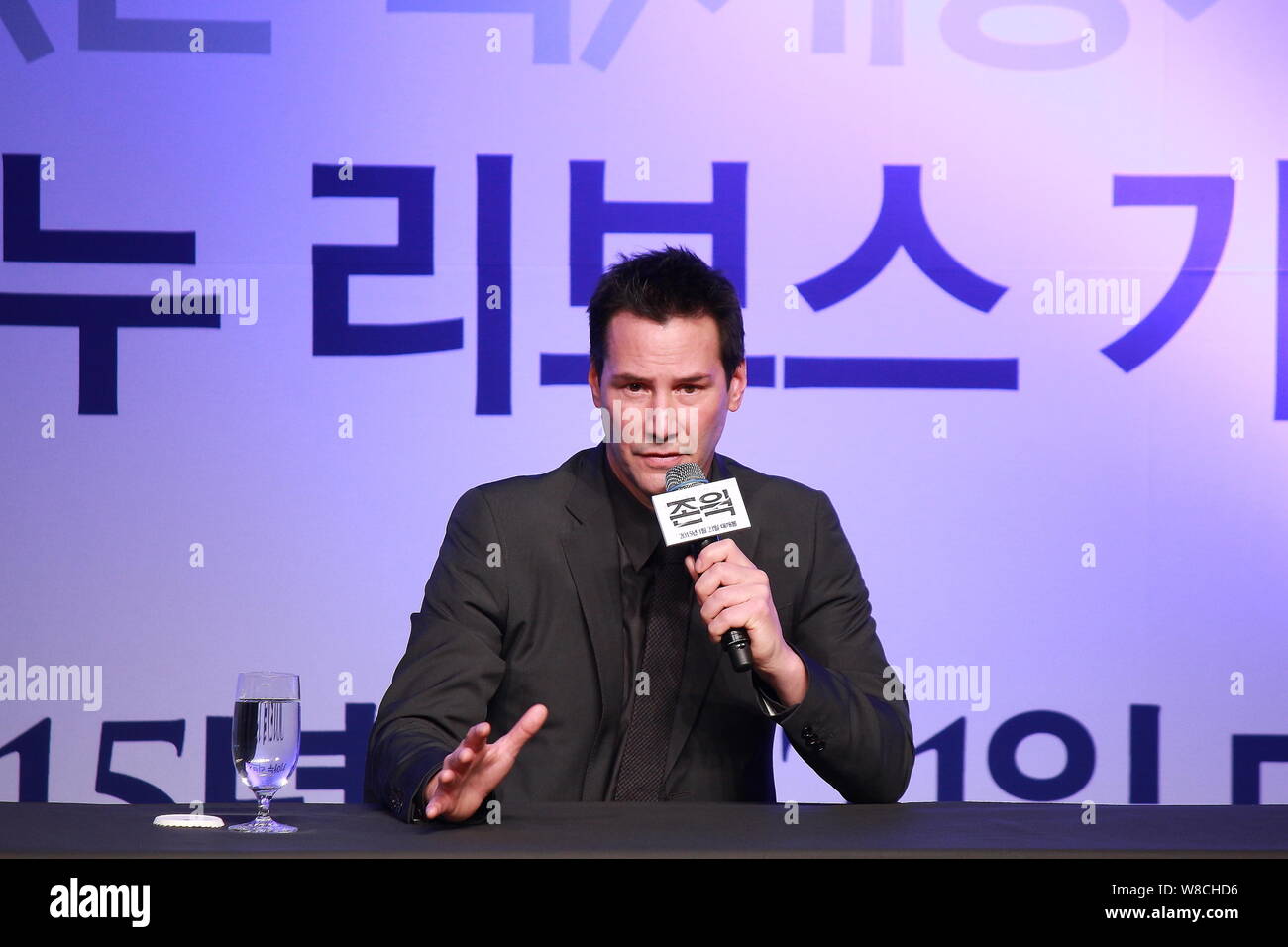 Canadian actor Keanu Reeves speaks during a press conference for the ...