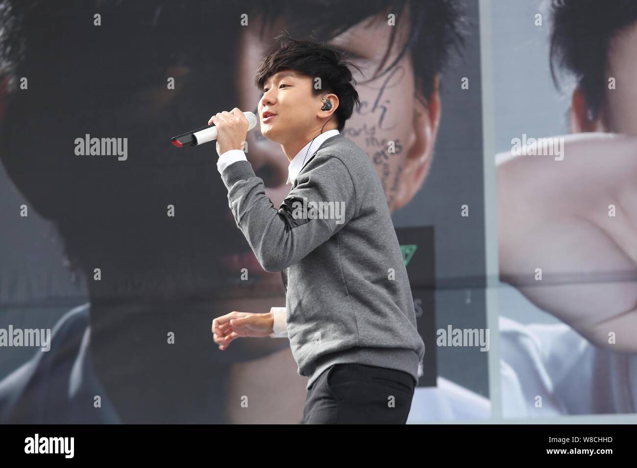 Singaporean singer JJ Lin performs at a promotional event for his new ...