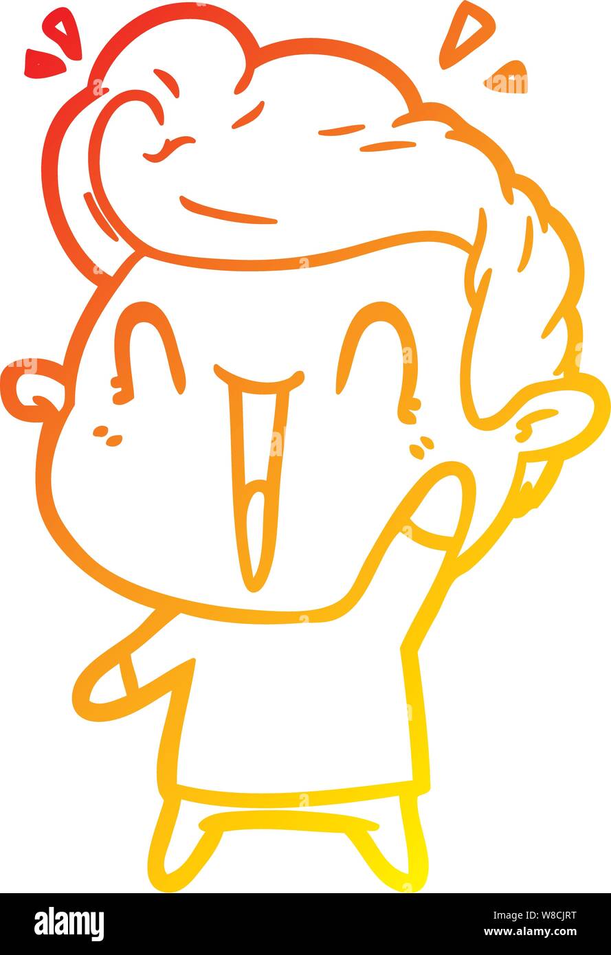 warm gradient line drawing of a cartoon excited man Stock Vector Image ...
