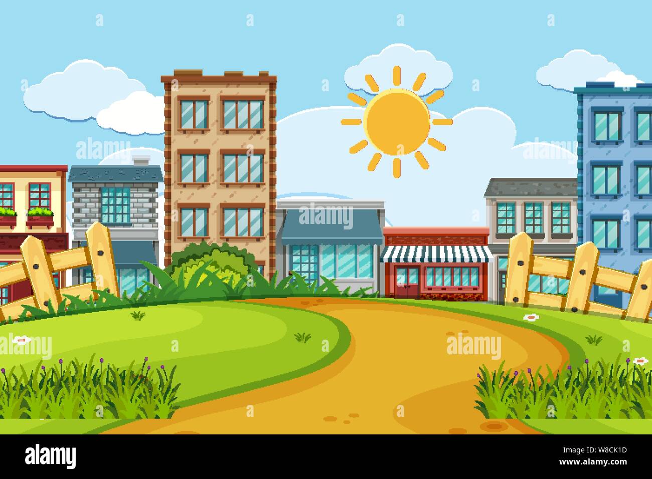 An outdoor scene with shop building illustration Stock Vector Image ...