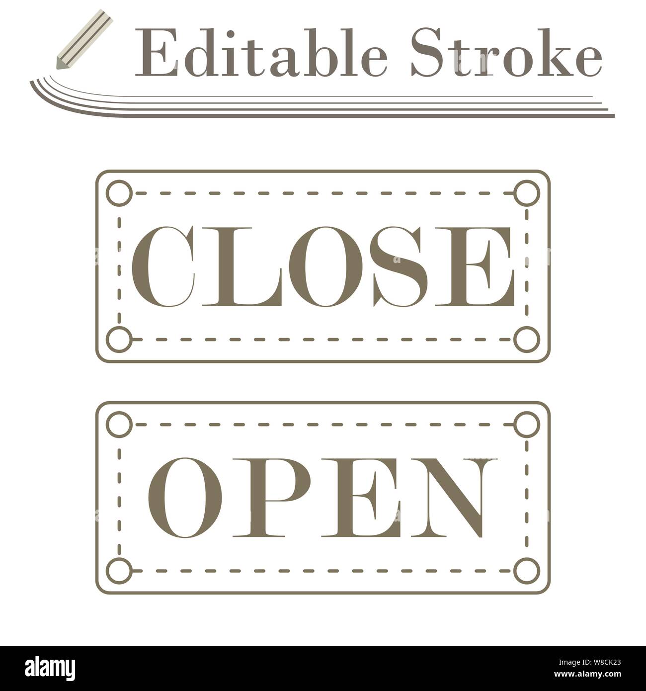 Shop Door Open And Closed Icon. Editable Stroke Simple Design. Vector ...