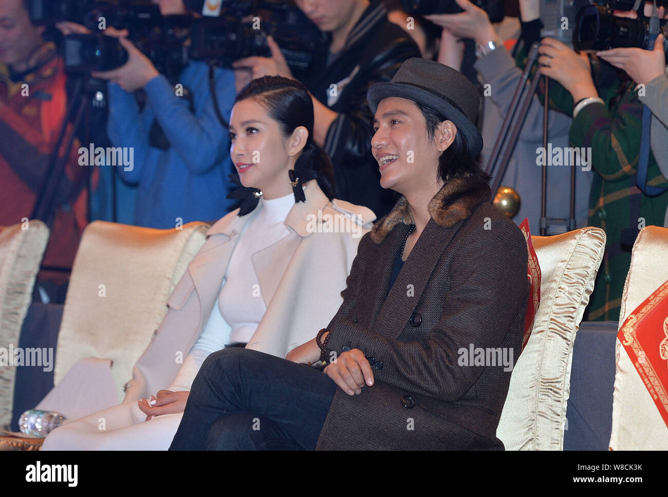 Chinese actress Li Bingbing, left, and actor Chen Kun attend a press ...