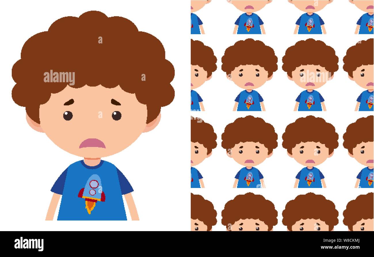 A seamless pattern on white of simple kid characters illustration Stock ...