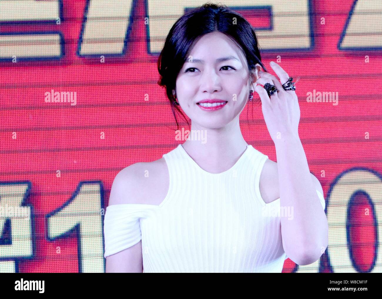 Taiwanese actress Michelle Chen poses during a Christmas event for ...