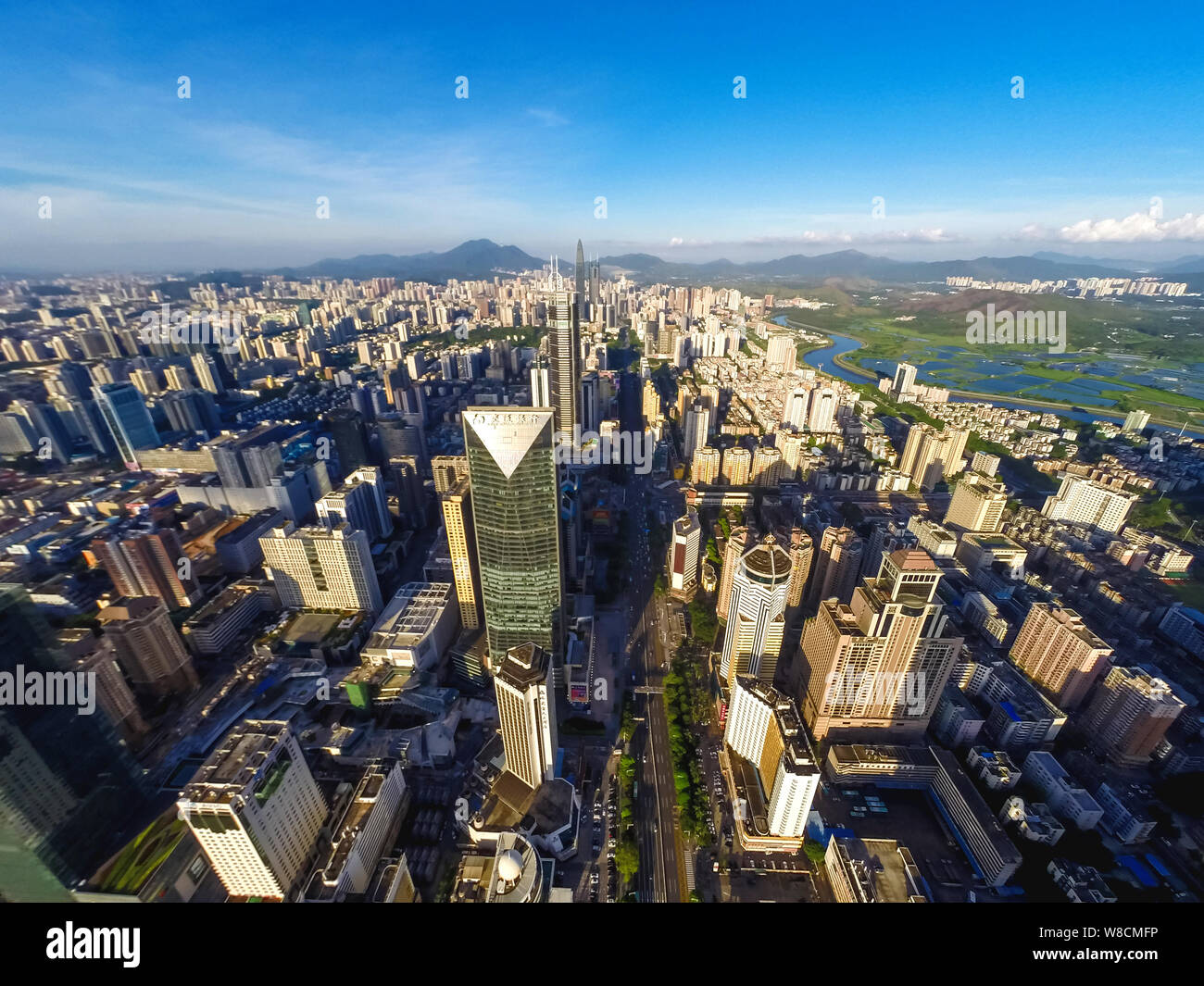 Aerial view of high-rise buildings in Huaqiangbei in Shenzhen city ...
