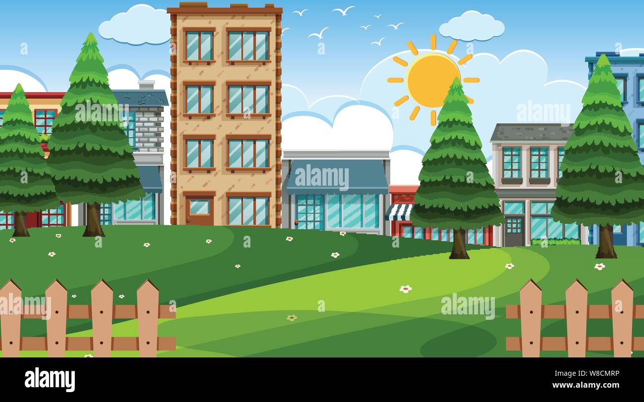 An outdoor scene with shops illustration Stock Vector Image & Art - Alamy
