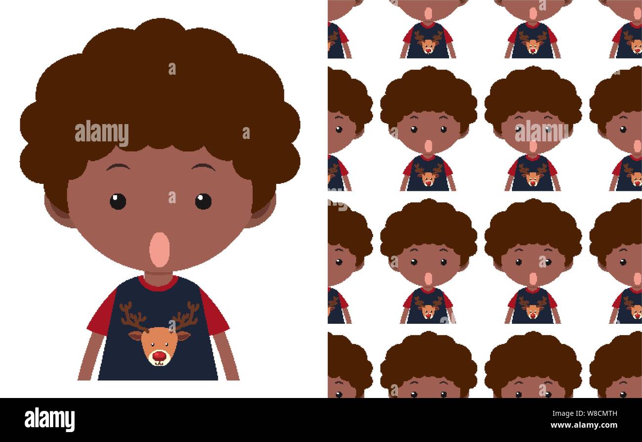 A seamless pattern on white of simple kid characters illustration Stock ...