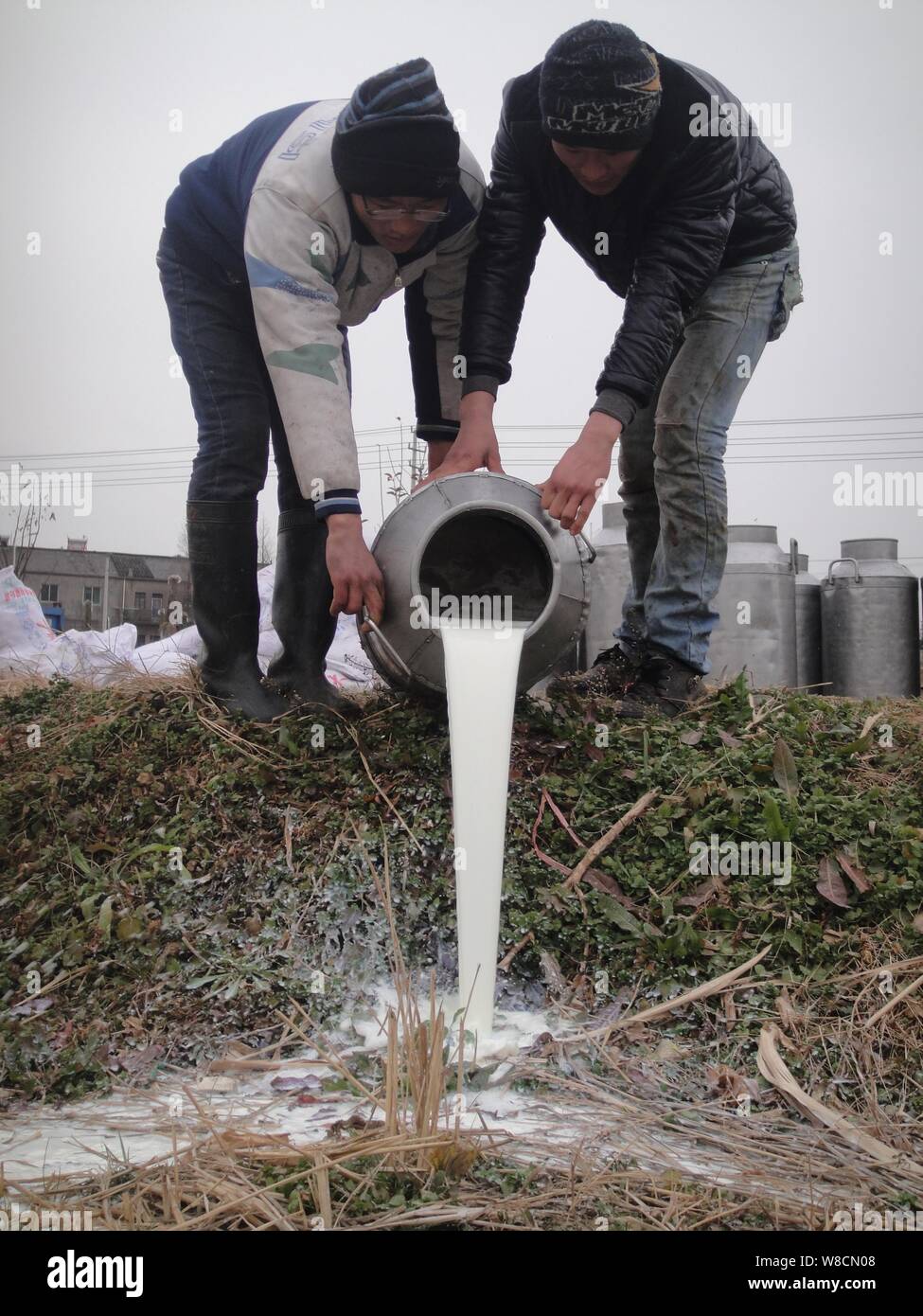 Farmers dumping milk hi-res stock photography and images - Alamy