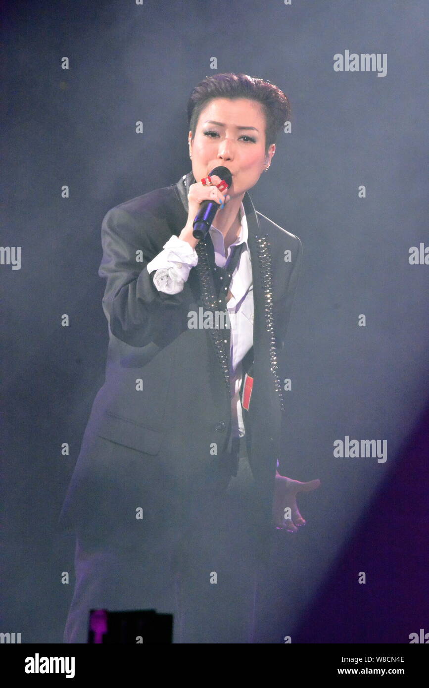 Hong Kong singer Sammi Cheng performs at singer-songwriter Eddie Ng's ...
