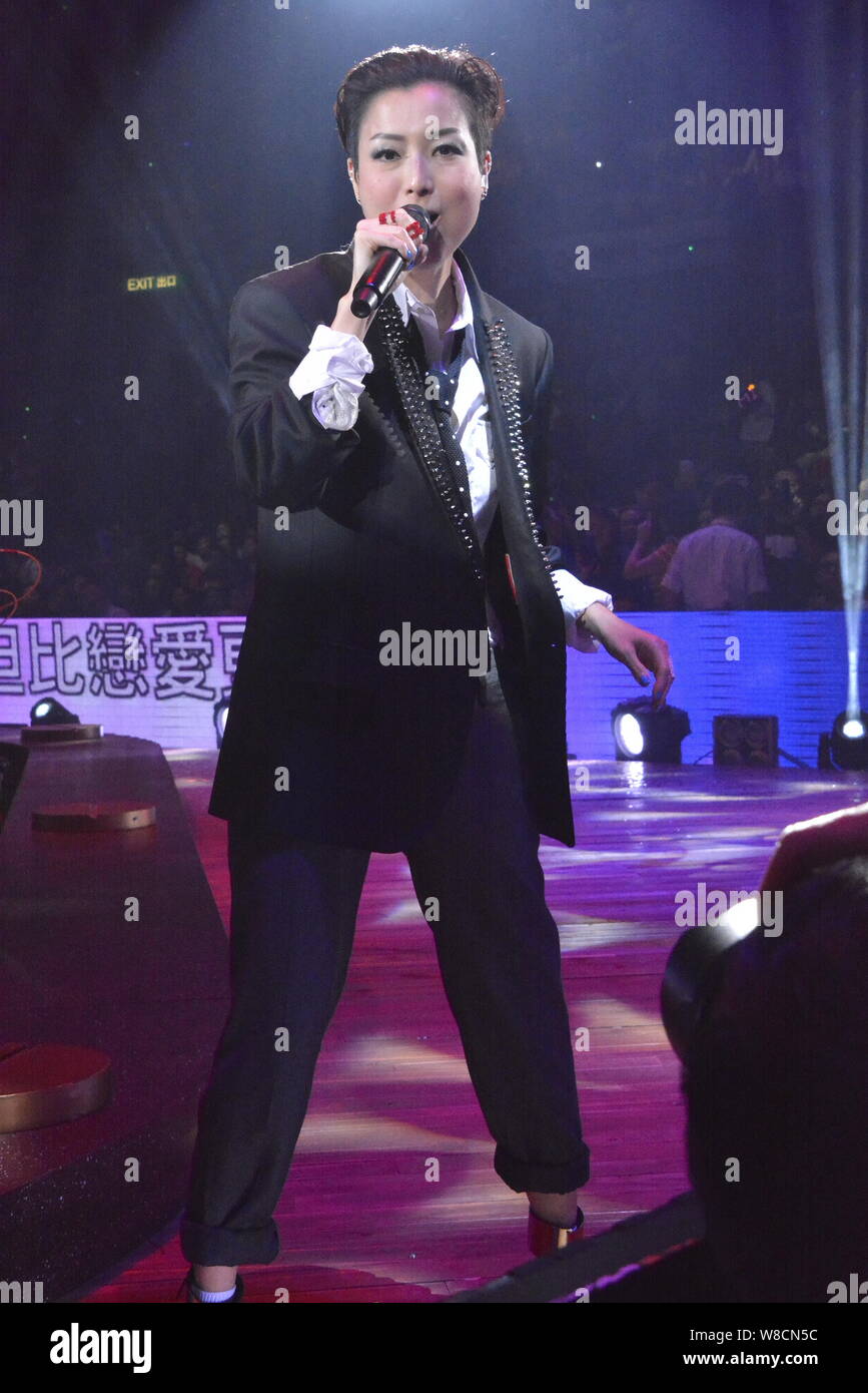 Hong Kong singer Sammi Cheng performs at singer-songwriter Eddie Ng's ...