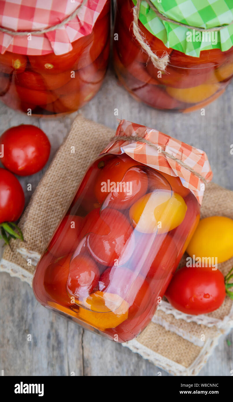 Preservation of homemade tomatoes. Food. Selective focus nature Stock ...