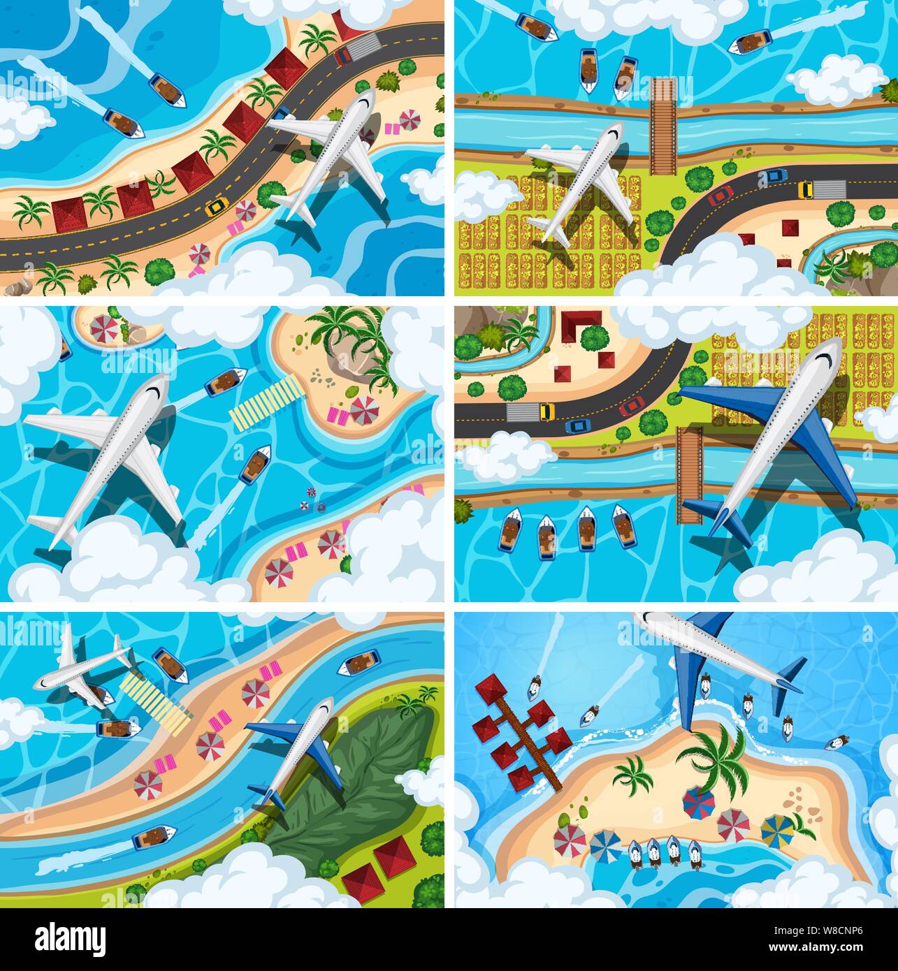 Set of aerial view scenes illustration Stock Vector Image & Art - Alamy