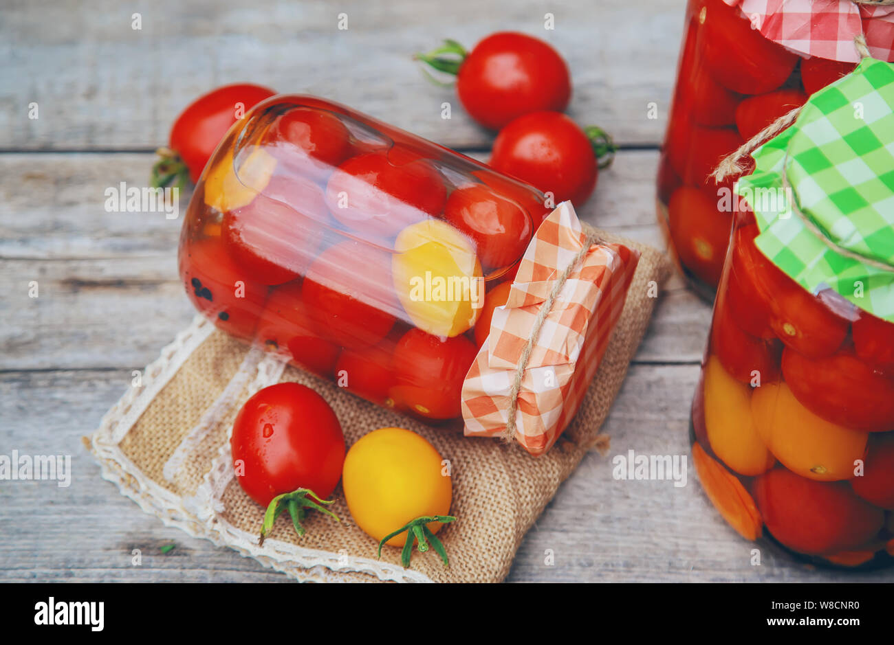 Preservation of homemade tomatoes. Food. Selective focus nature Stock ...