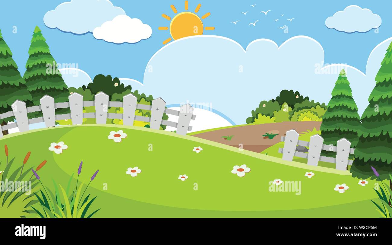 Landscape background design of park at daytime illustration Stock ...