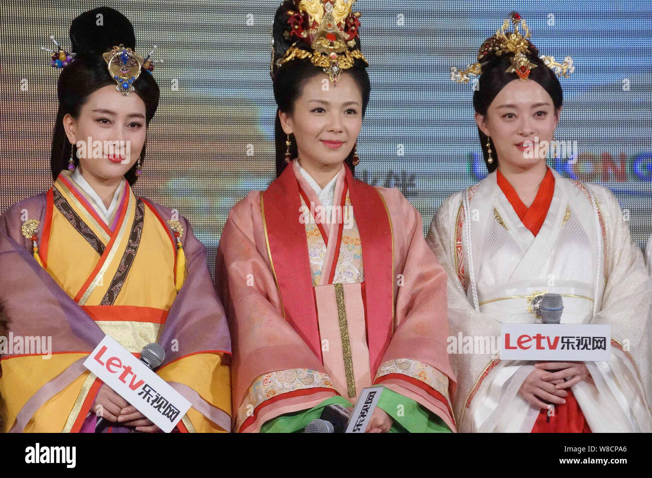 (From left) Chinese actresses Ma Su, Liu Tao and Sun Li attend a press ...
