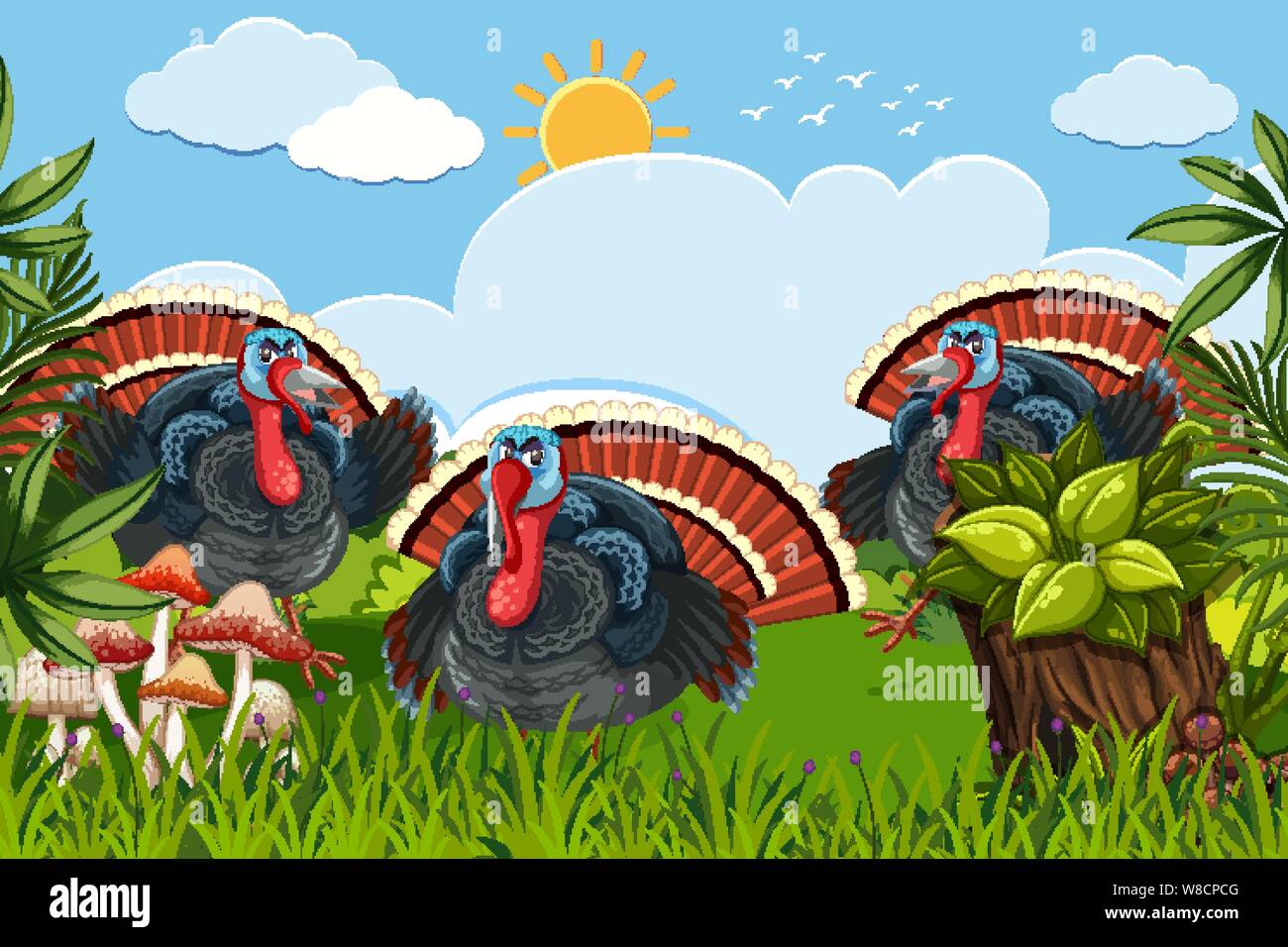 Turkey in naure scene illustration Stock Vector Image & Art - Alamy
